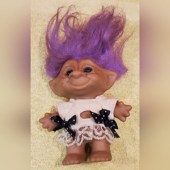 Toys | Tb2 Vintage Ace Novelty Troll Purple Hair Gem On Belly 5 | Poshmark